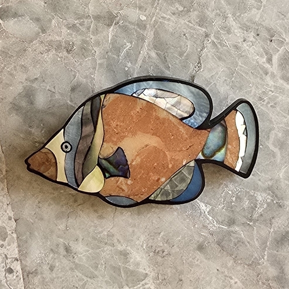 Jewelry | Vintage Bass Sunfish Fish Mother Of Pearl Inlay Pin Brooch ...